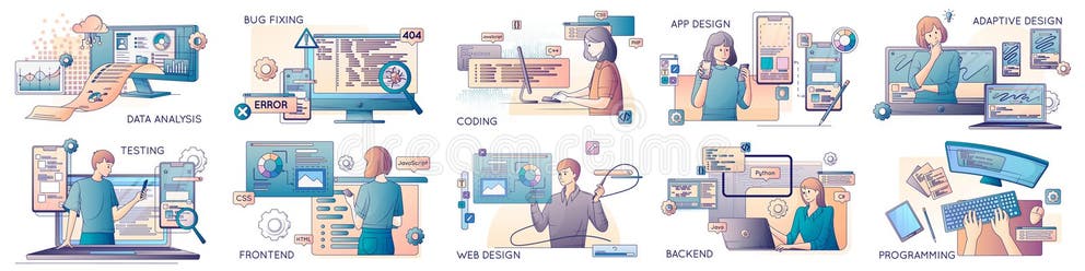 Software Development Set stock vector. Illustration of work - 272178615