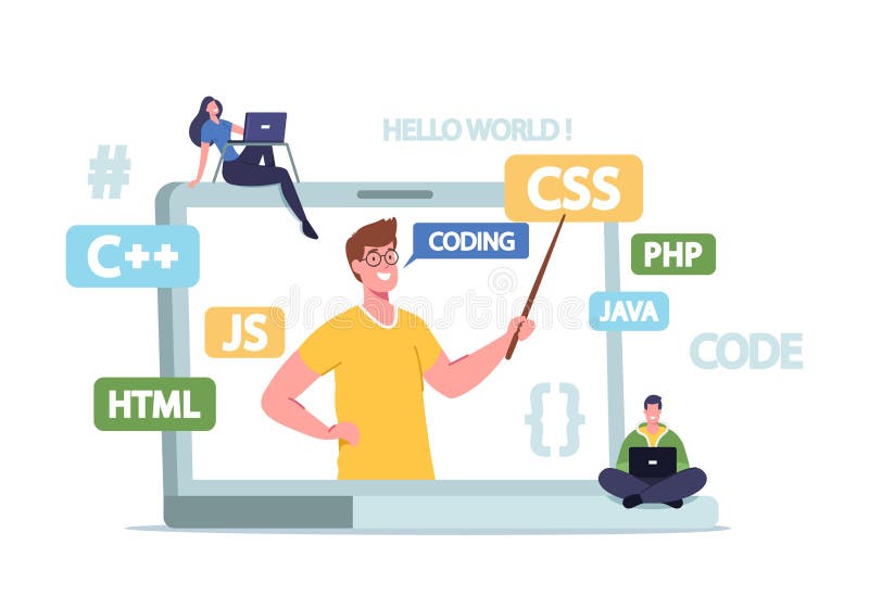 Software Development Studying. Tutor Explain To Students Programmers ...