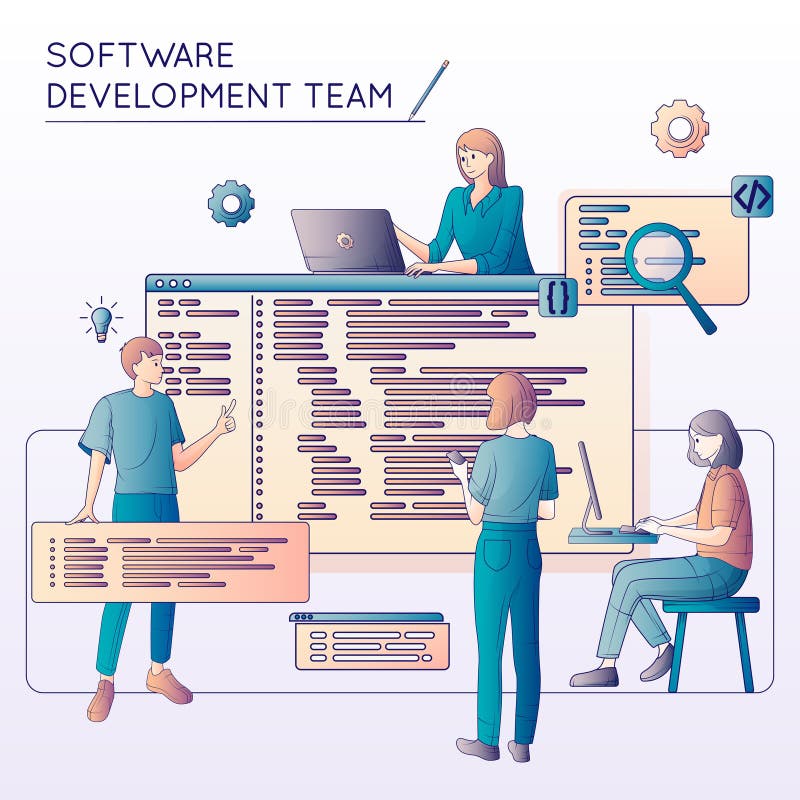 Software Development Team Composition Stock Vector - Illustration of ...