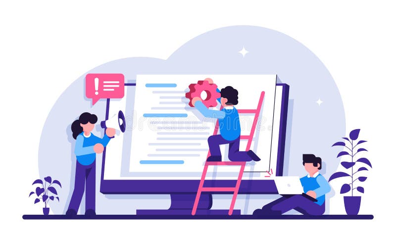 Software Development Team Concept. People Configure the Application. Back End Development Stock ...