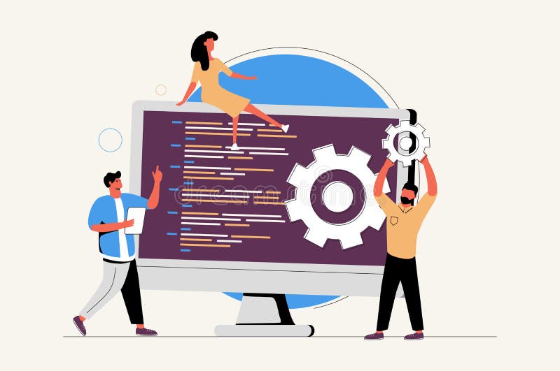Software Development Team Website UI Kit. Remote Teamwork, Digital Team ...
