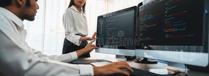Programmer and Software Engineer Working in Tech Develop Company. Trailblazing Stock Image ...