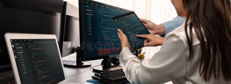 Programmer and Software Engineer Working in Tech Develop Company. Trailblazing Stock Image ...