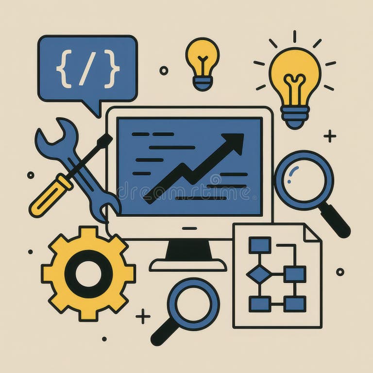 Software Development and Technical Optimization Tools Stock Image - Image of science ...