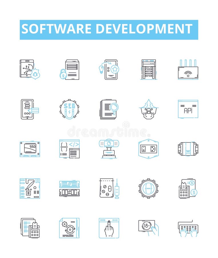 Software Development Vector Line Icons Set Software Development Programming Coding