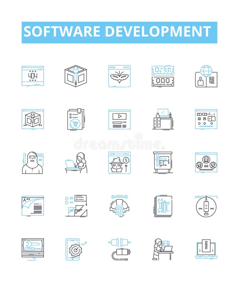 Programming Coding Vector Line Icons Set Programming Coding Scripting Coding Language