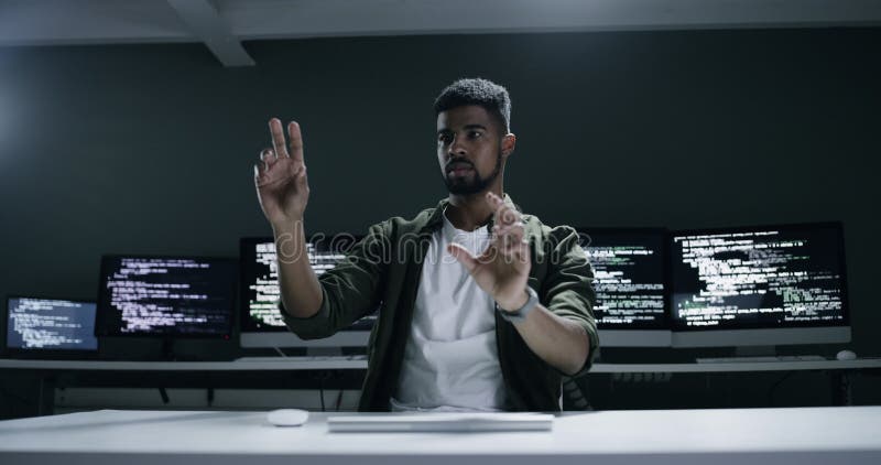 Software Development Virtual Screen And Man Coding Machine Learning Ai