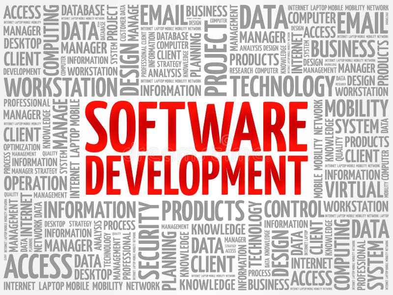 Software Development Word Cloud Collage Stock Illustration ...