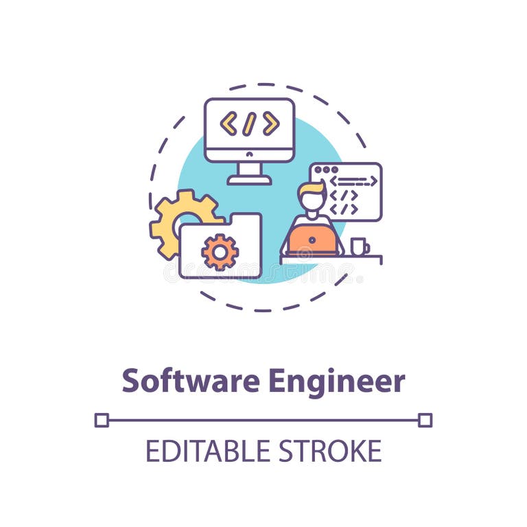 Software Engineer Concept Icon Stock Vector - Illustration of online ...