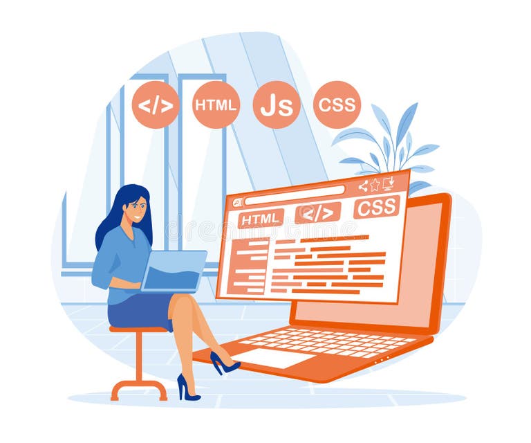 Software Engineer Concept. Web Design and Development, Programmer and ...