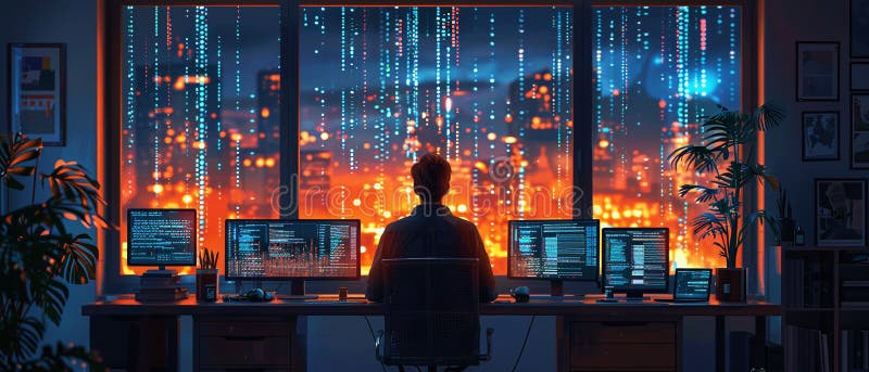 Software Engineer Debugging Code in a Collaborative Workspace Stock Photo - Image of management ...