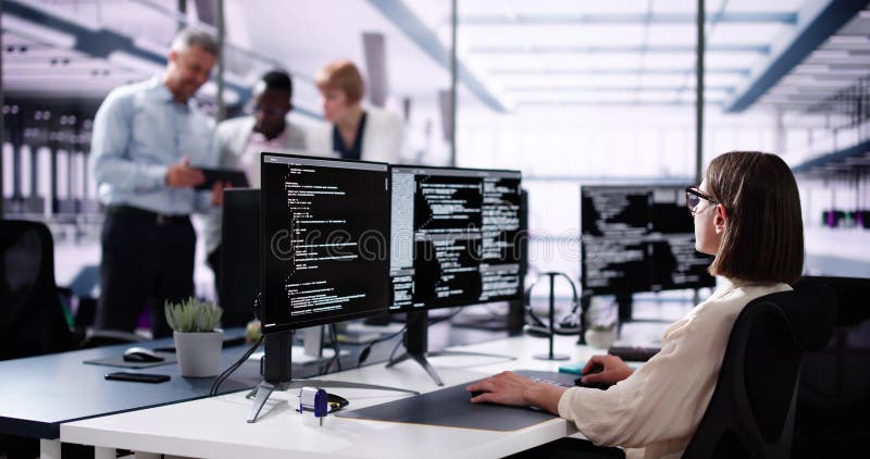 Software Engineer Developer Using Desktop Computer Stock Image - Image of computer, code: 320519717