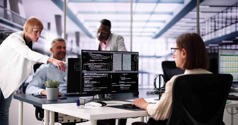 Software Engineer Developer Using Desktop Computer Stock Image Image
