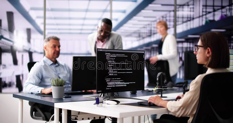 Software Engineer Developer Using Desktop Computer Stock Image - Image ...