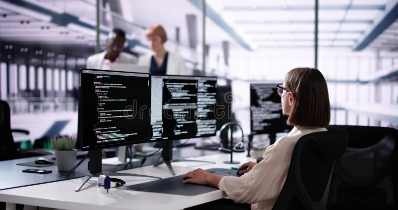 Software Engineer Developer Using Desktop Computer Stock Photo - Image ...