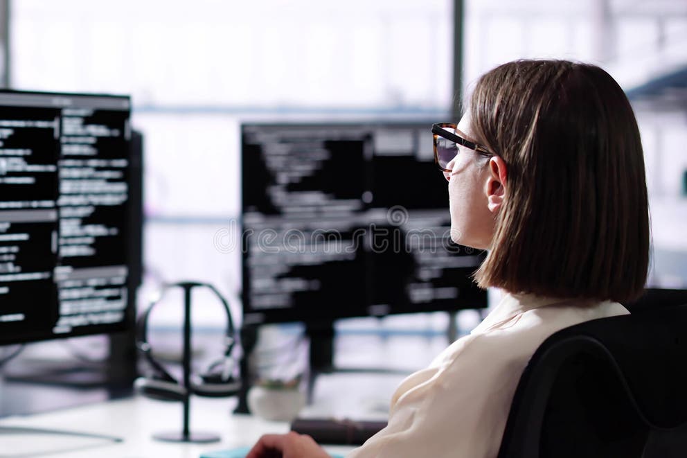 Software Engineer Developer Using Desktop Computer Stock Photo - Image ...