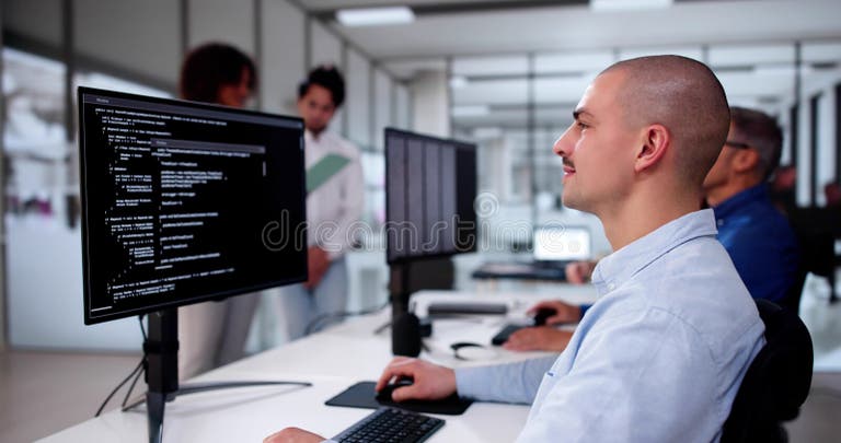 Software Engineer Developer Using Desktop Computer Stock Photo - Image ...