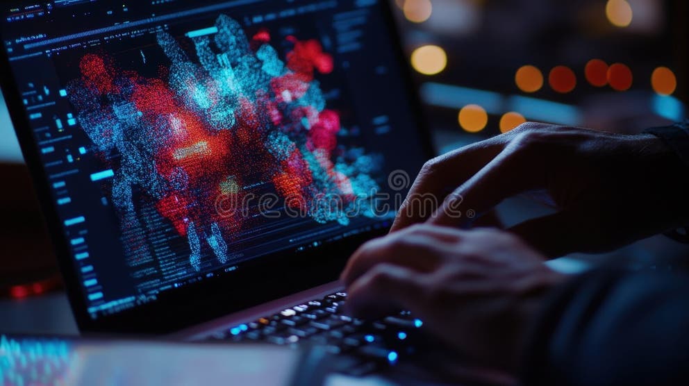 Software Engineer Developing Innovative Cyber Security Software Late at ...