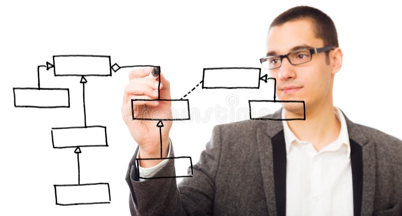 Software Engineer Drawing a Uml Class Diagram Stock Image - Image of ...