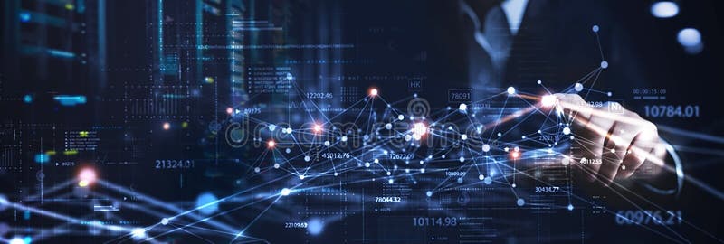 Software Engineer Interacting with Virtual Network Connection and Data ...