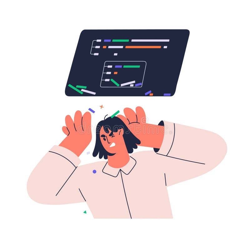 Software Engineer Makes Bug Concept Coder Search Problem Upset Programmer Work With Error