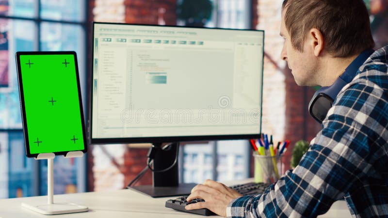 Software Engineer At Pc Coding Creating Software Using Isolated Screen