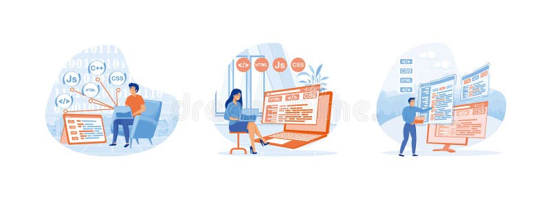 Software Engineer.programmer and Coding Website or App.Web Development Stock Vector ...