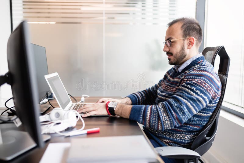 Software Engineer Programming in Office Stock Photo - Image of ...