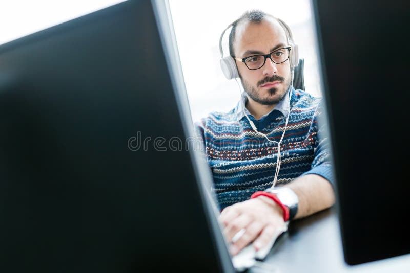 Software Engineer Programming in Office Stock Image - Image of people ...