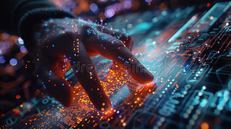 Software Engineer Touching Futuristic Big Data Computer Interface Stock Photo - Image of ...