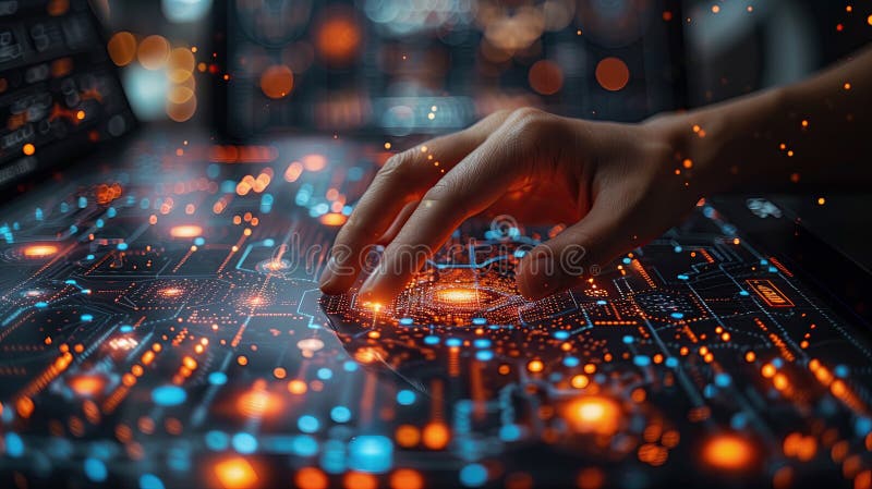 A Software Engineer Uses a Digital Tablet with an Internet Network ...