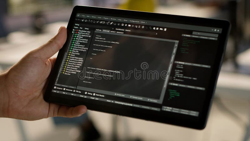 Close Up of Admin in Office Sing Tablet To Design Machine Learning ...