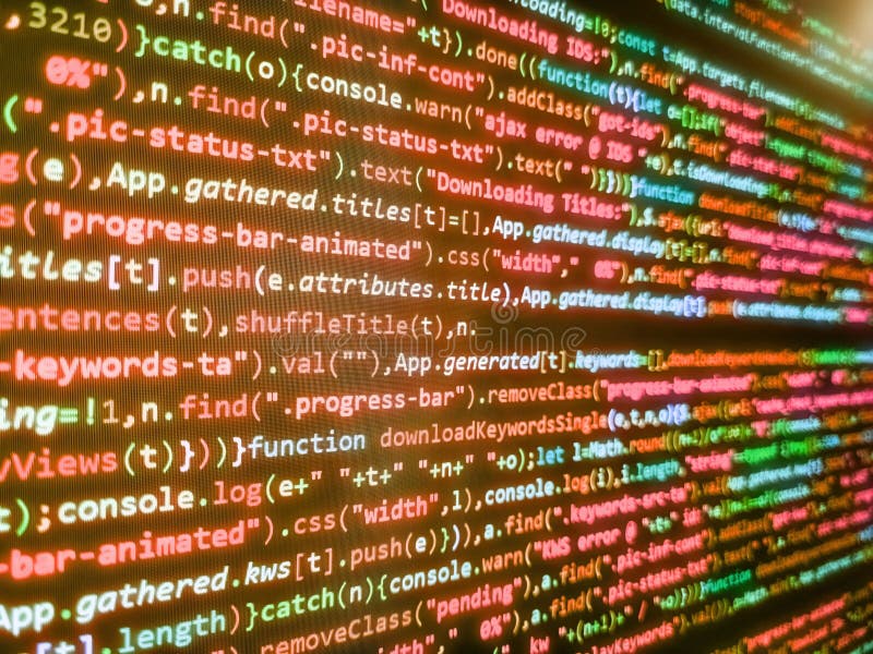 Software Engineer At Work Digital Binary Data On Computer Screen Programming Source Code
