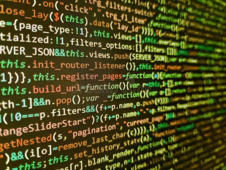 Software Engineer at Work. Lines of Html Code Visible. Coding Programmer Abstract Background ...