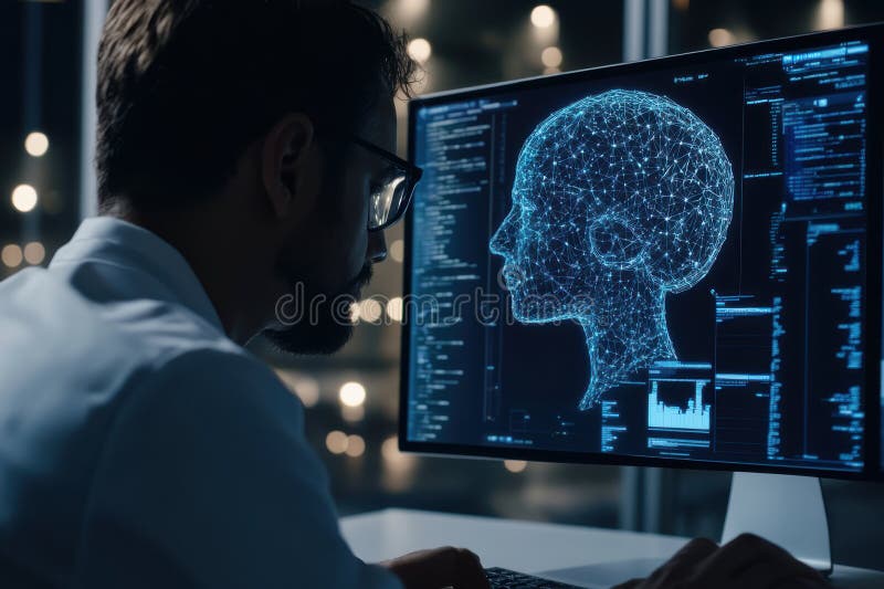 Software Engineer Working on Artificial Intelligence in Modern Office ...