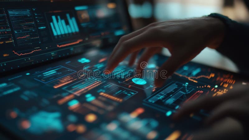 Software Engineer Working with Futuristic Interactive Touchscreen ... Software Engineer Working with Futuristic Interactive Touchscreen ...