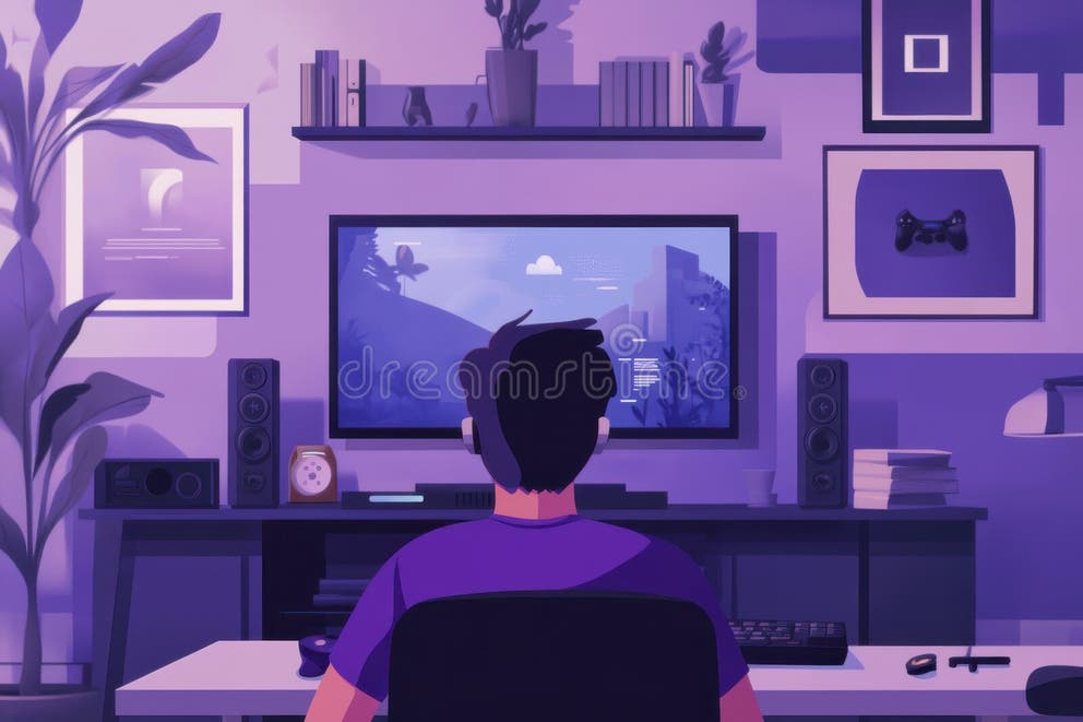 Software Engineer Creating New Software from Home Using a Computer and Keyboard Stock ...