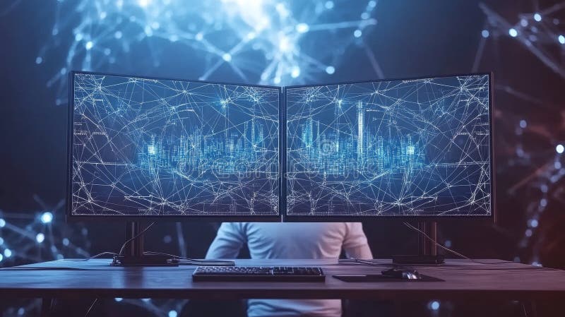 A Software Engineer is Working on Multiple Laptops Set Against a ...