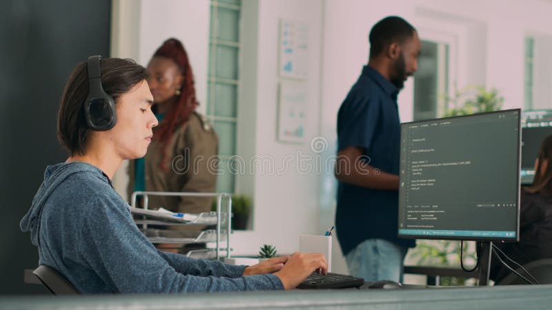 Software Engineer Working On User Interface And Writing Code With Html Script Stock Video