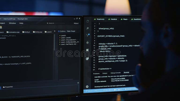 Software Engineer Writes Complex Binary Code Scripts on Computer Stock ...