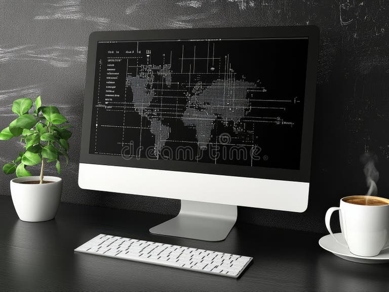 Software Engineer Writing Code on Desktop Computer in Modern Office. Develop Software Concept ...