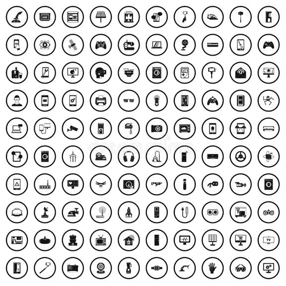 100 Software Engineering Icons Set, Simple Style Stock Vector - Illustration of satellite ...