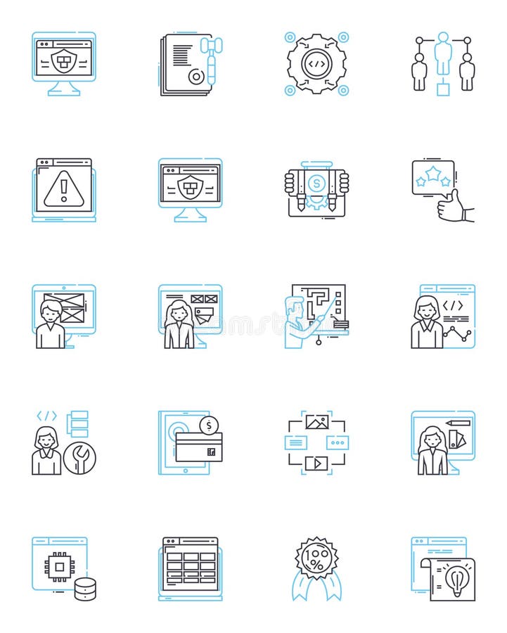 Software Engineering Linear Icons Set Development Programming Testing Debugging Designing