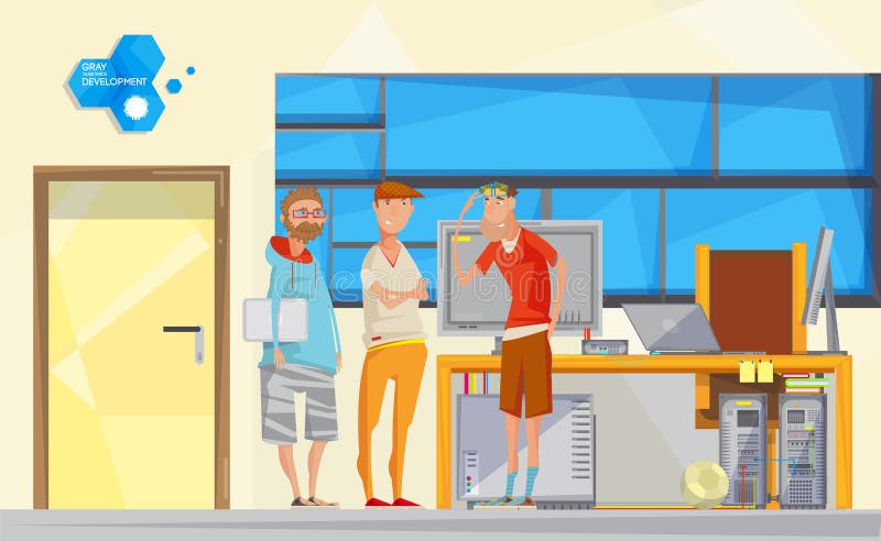 Software Engineering Office Composition Stock Vector - Illustration of ...