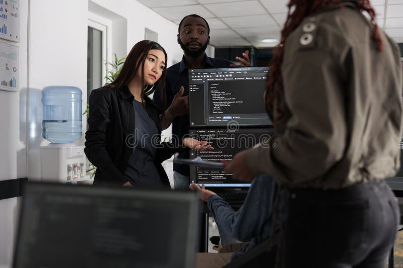 Software Engineers Brainstorming Ideas To Develop It Code On Computer