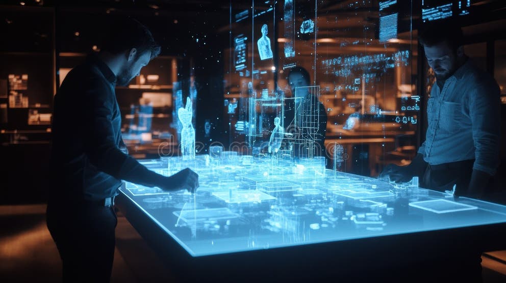 Software Engineers Developing Futuristic Augmented Reality Application ...