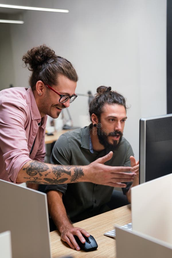 Software Engineers Working On Project And Programming In Company Stock
