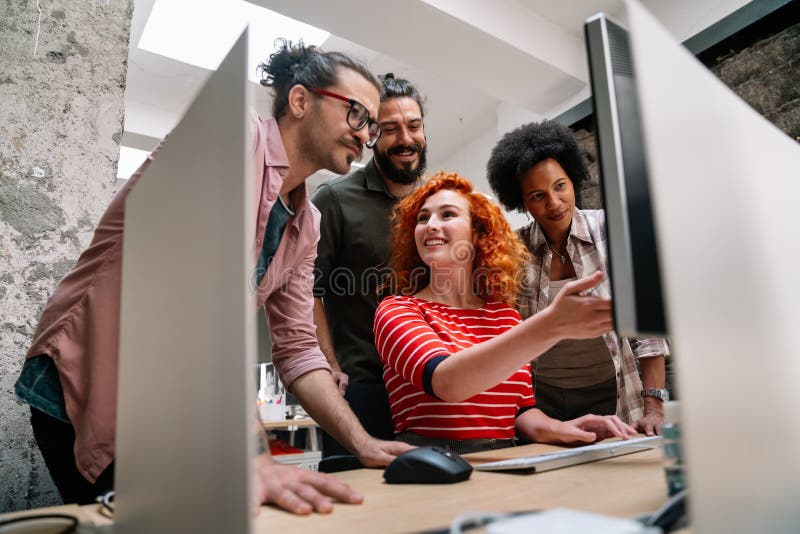 Software Engineers Working on Project and Programming in Company Stock ...