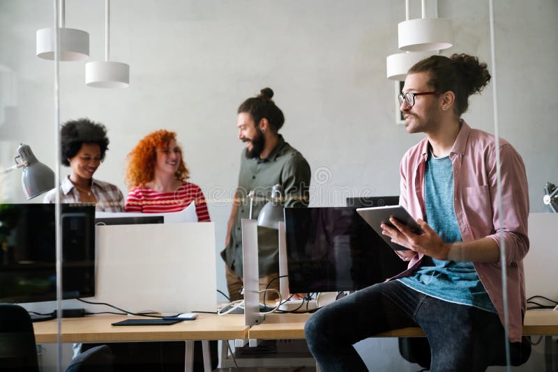 Software Engineers Working on Project and Programming in Company. Startup Business Concept Stock ...