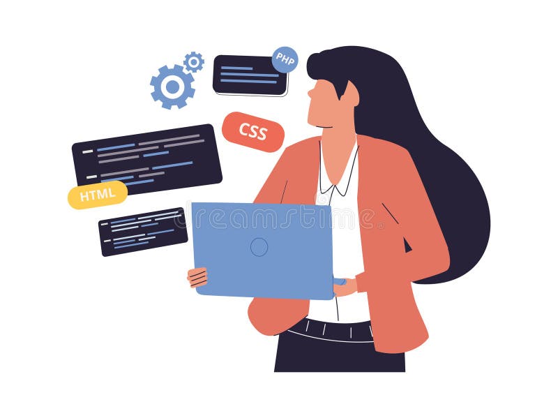 Software and Frontend Development Abstract Concept Vector Illustration Set. HTML5 Website ...